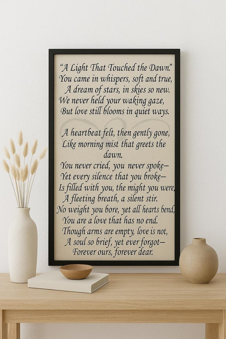 Baby Loss Poem Print | Infant Memorial Art, Bereavement Gift (PDF & PNG ...