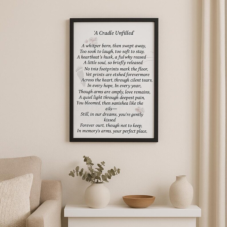 Infant Loss Poem Print | 'A Cradle Unfilled' Memorial Art (PDF & PNG ...