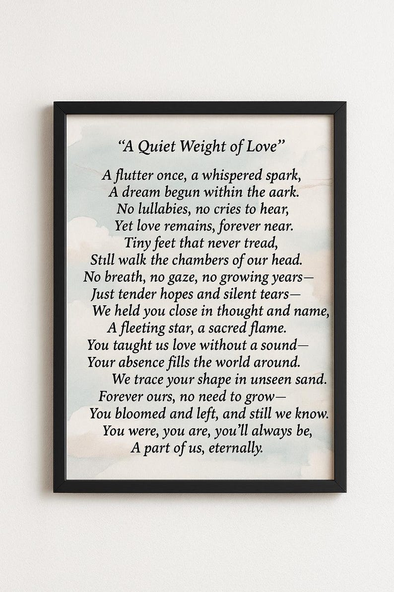 Miscarriage/stillbirth Baby Loss Poem | Infant Memorial| Grief Gift ...