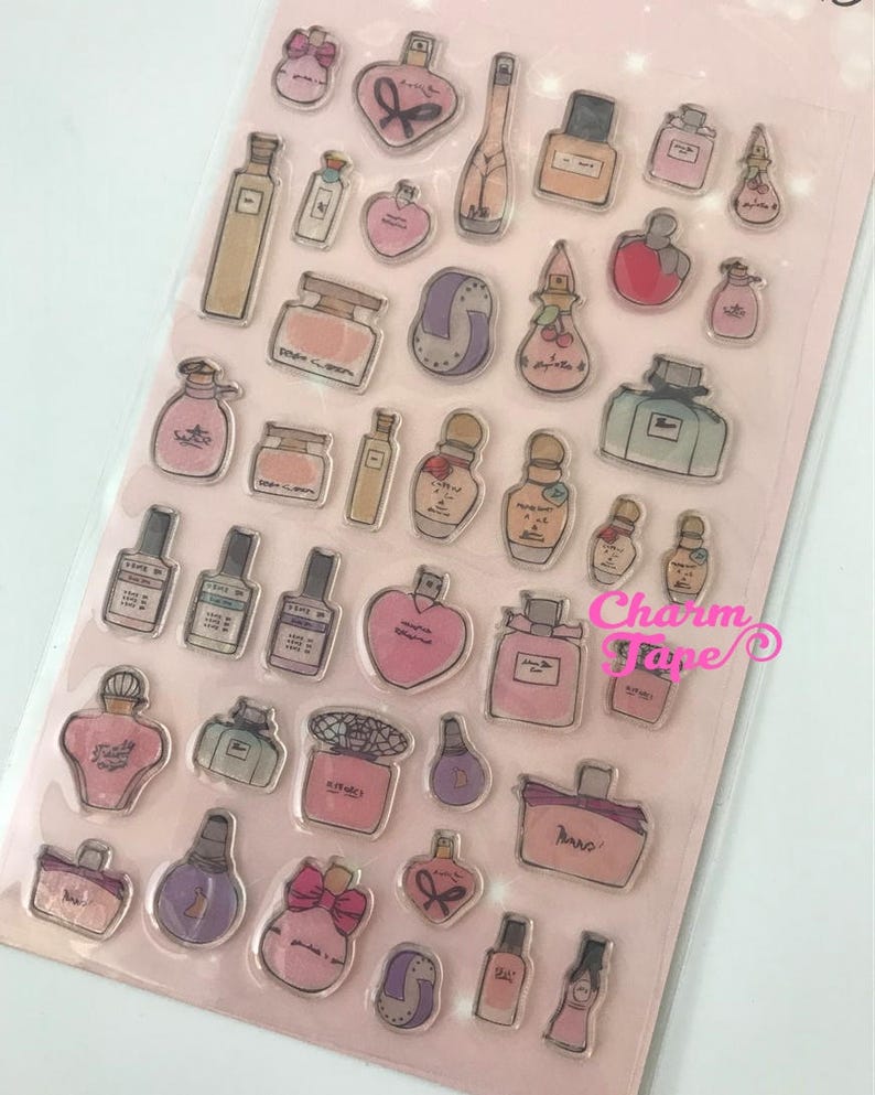 Perfume Bottles Gel Sticker With Mini Glitter 1 Sheets by Funny SS520 ...