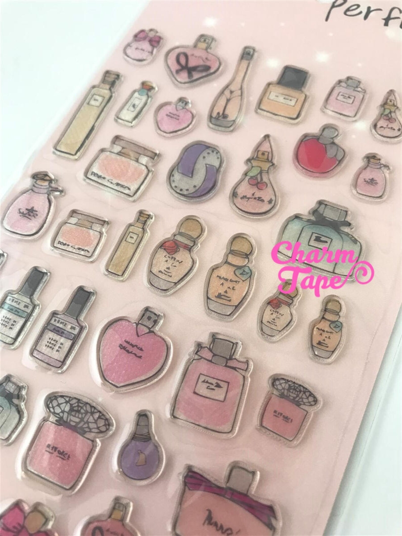 Perfume Bottles Gel Sticker With Mini Glitter 1 Sheets by Funny SS520 ...