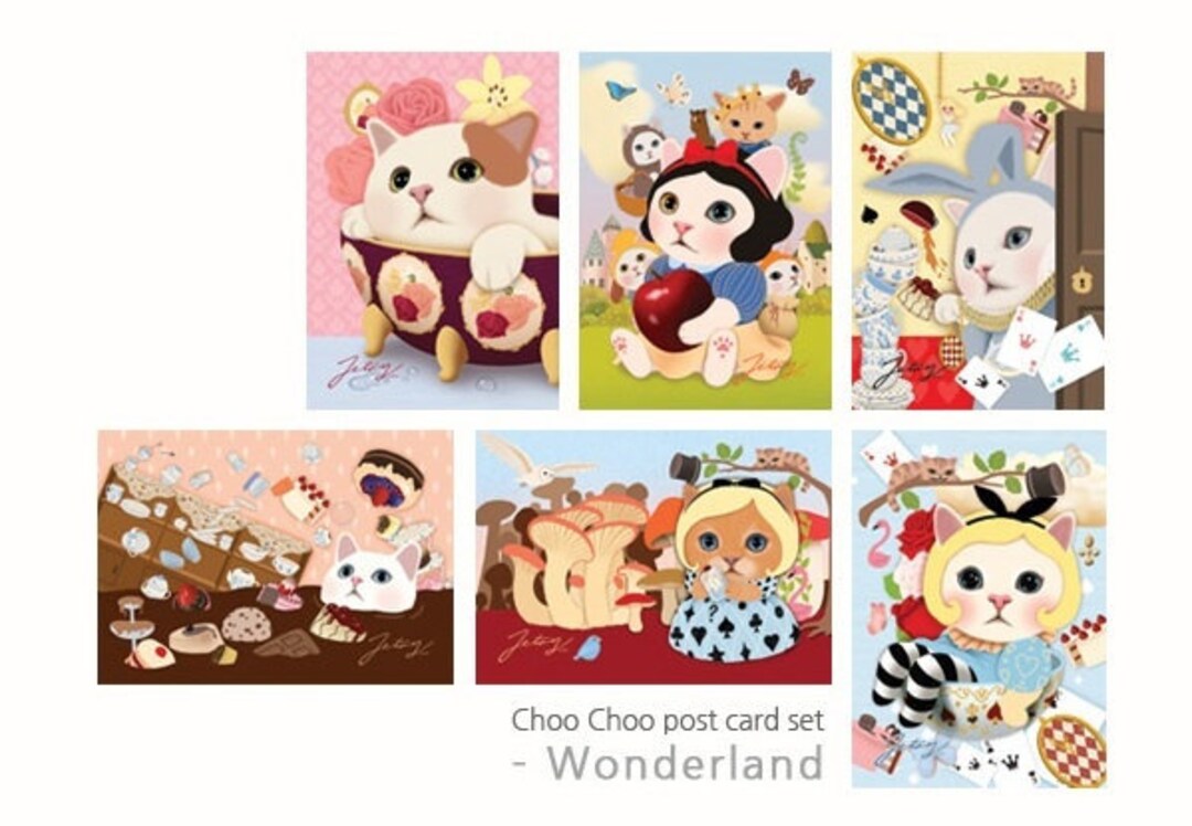 Cat Postcard Choo Choo Cats wonderland 6 Sheets by Korean Jetoy - Etsy