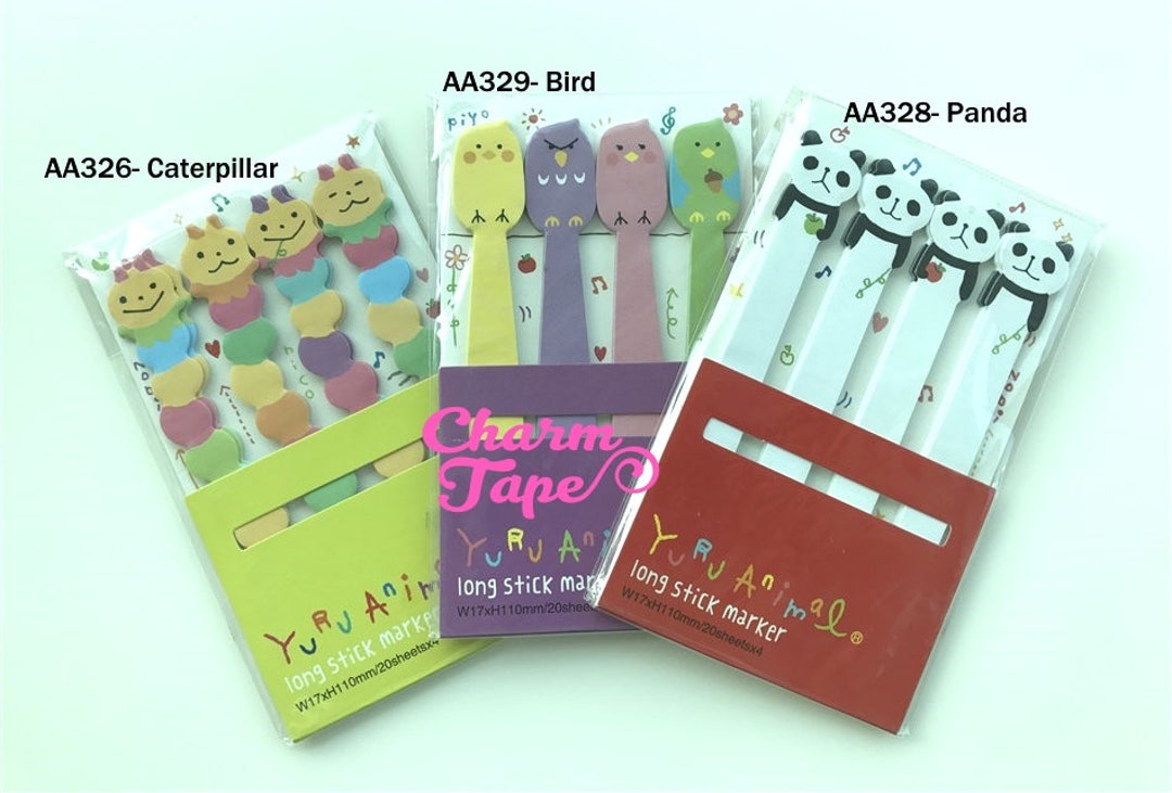 Long Animal Post-it Memo Colorful Caterpillar, Birds, Panda Bear 80 ...