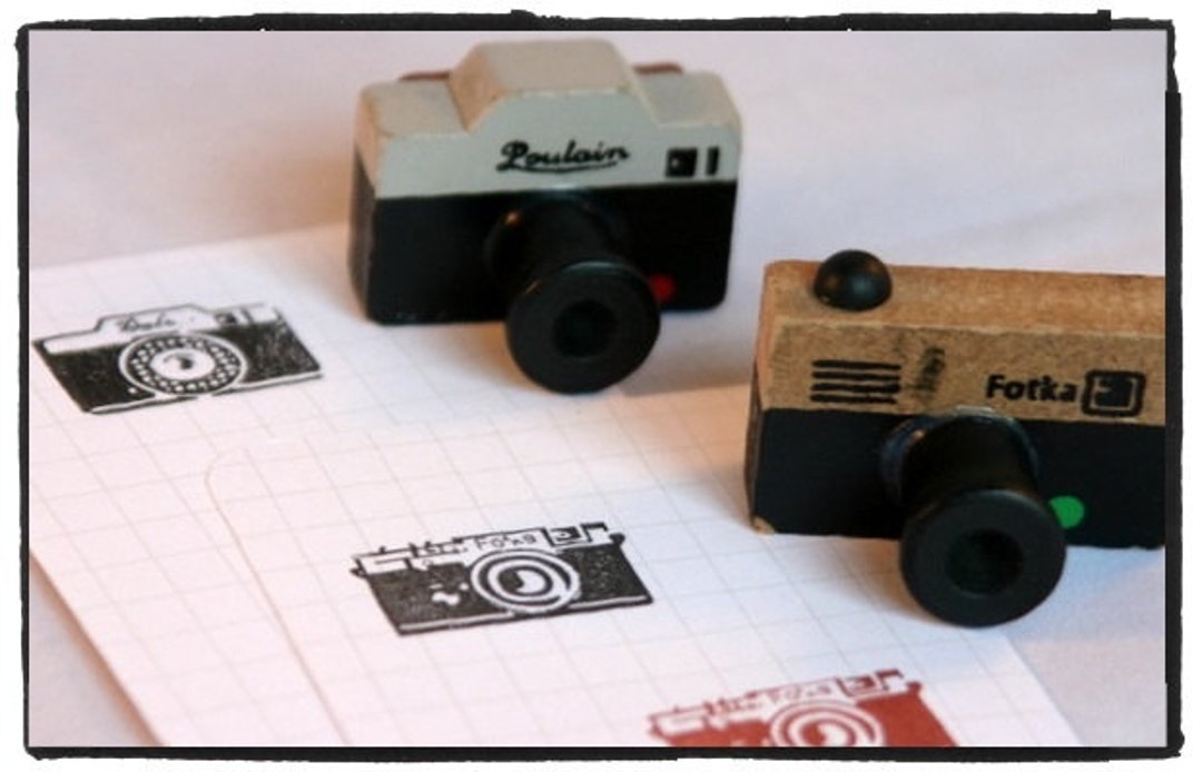 Retro Camera Stamp Wood Mounted Rubber Stamp Poulain or Fotka - Etsy