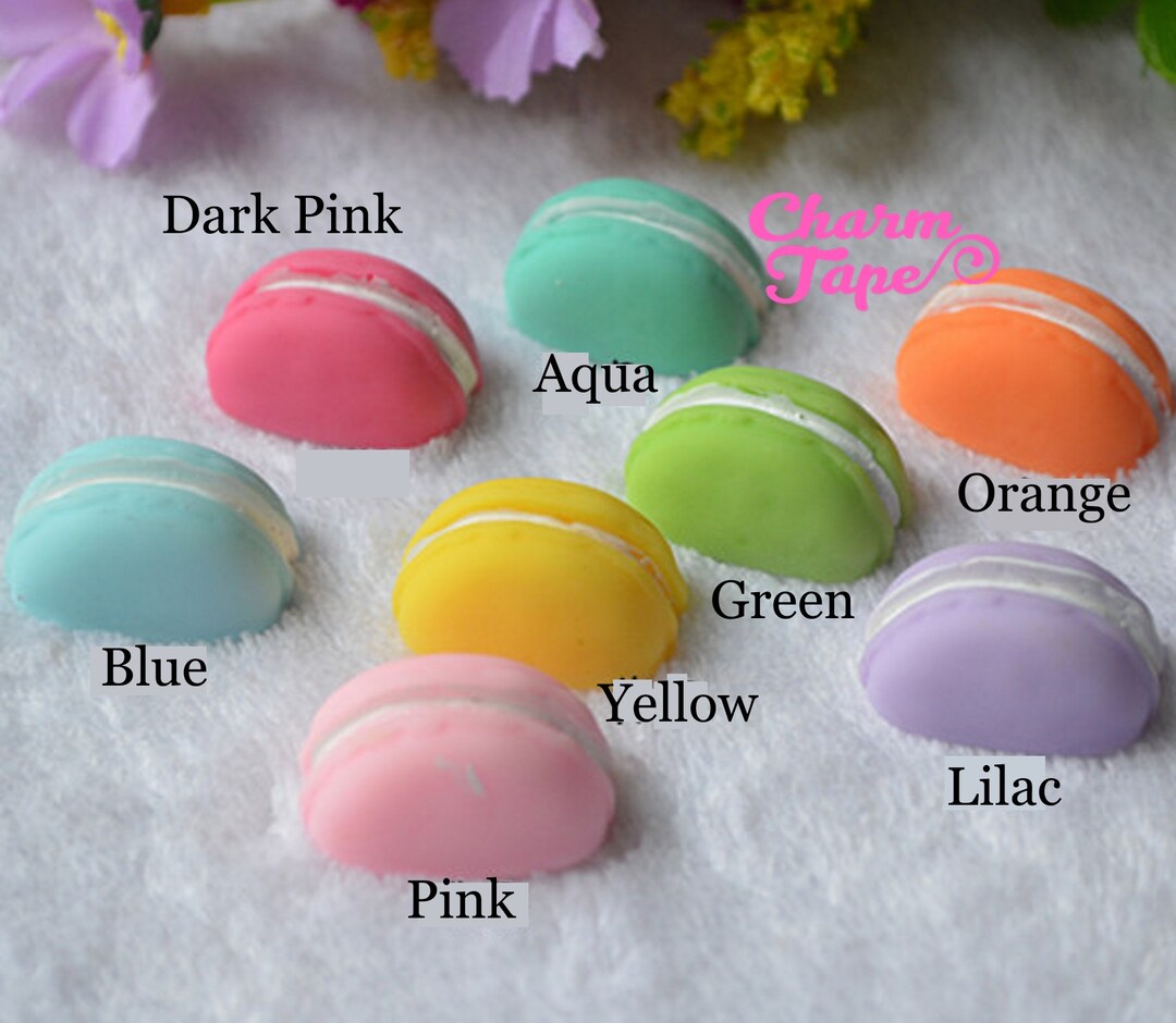 Pastel Half Macaron Pop Out Cabochon Cab 8pcs Cute Accessories for ...