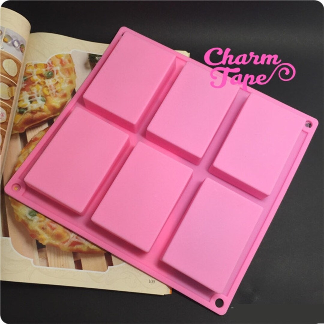 6-cavity Rectangle Bar Loaf Cake Mold Flexible Silicone Soap Mold D041 ...