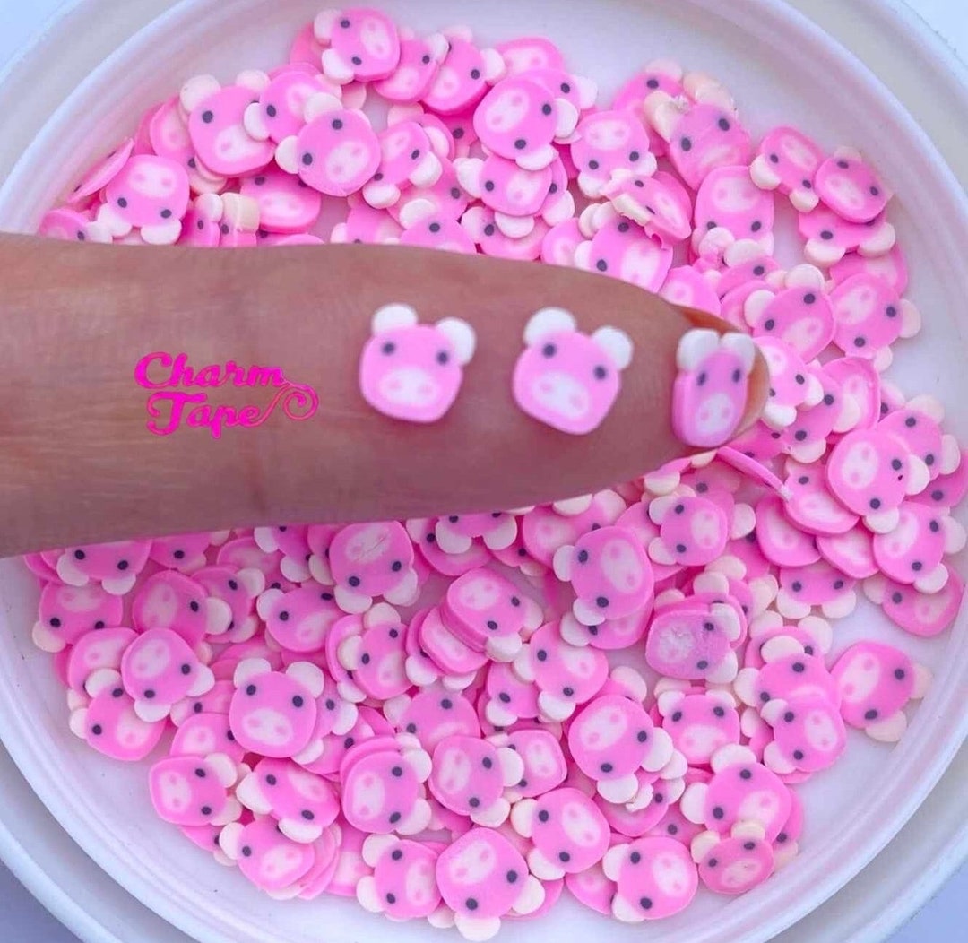 Pink Pigs Slice Fake Sprinkle Confetti Polymer Clay Fimo Topping Tiny ...