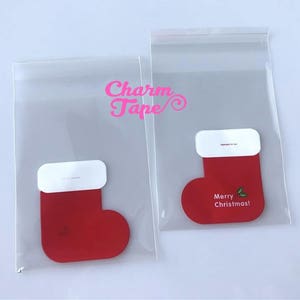 Festive Red Stocking Gift Bags Cello Self-adhesive Cookie Bag Favors ...