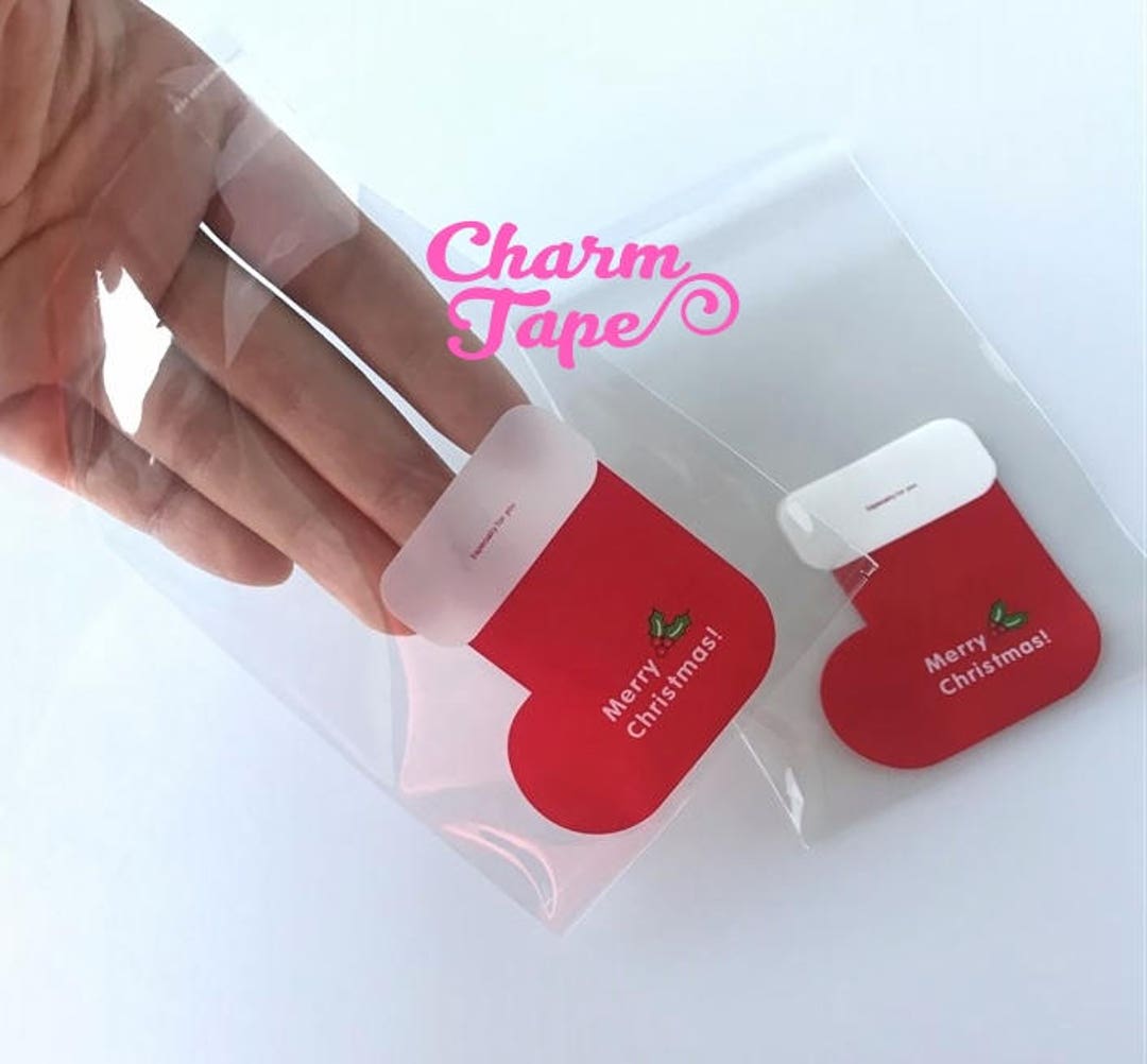 Festive Red Stocking Gift Bags Cello Self-adhesive Cookie Bag Favors ...