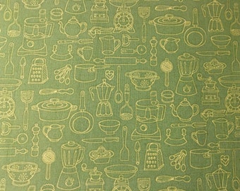 Vintage Chef Kitchen Fabric Material White Yellow - Etsy