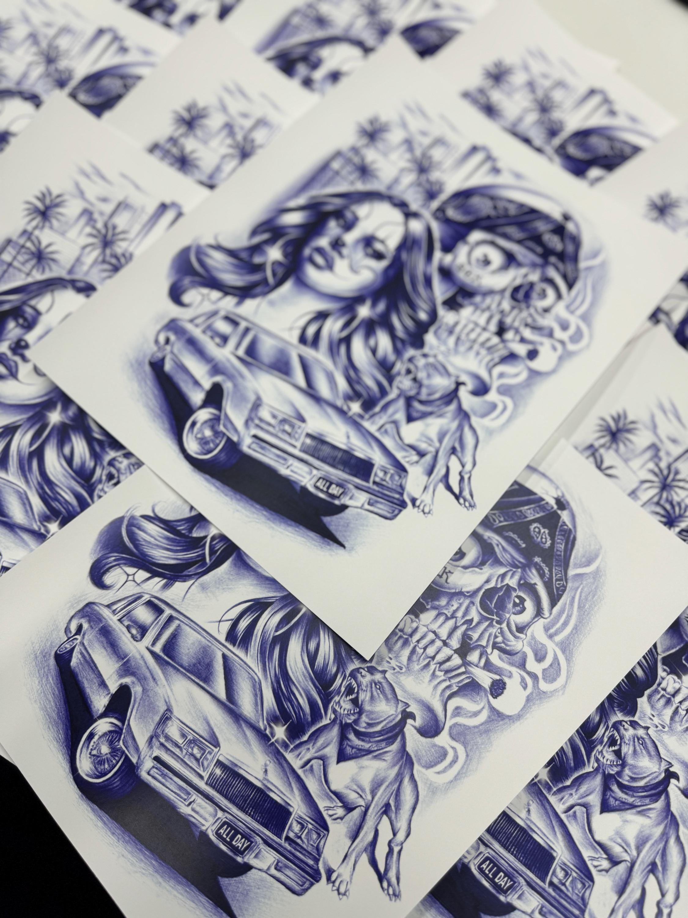 EASTSIDE - Pen Drawing Print - Chicano Lowrider Style - DGK Inspired - Etsy