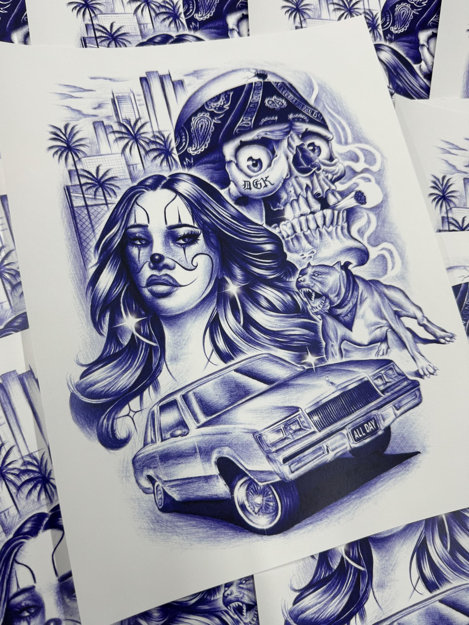 EASTSIDE - Pen Drawing Print - Chicano Lowrider Style - DGK Inspired - Etsy
