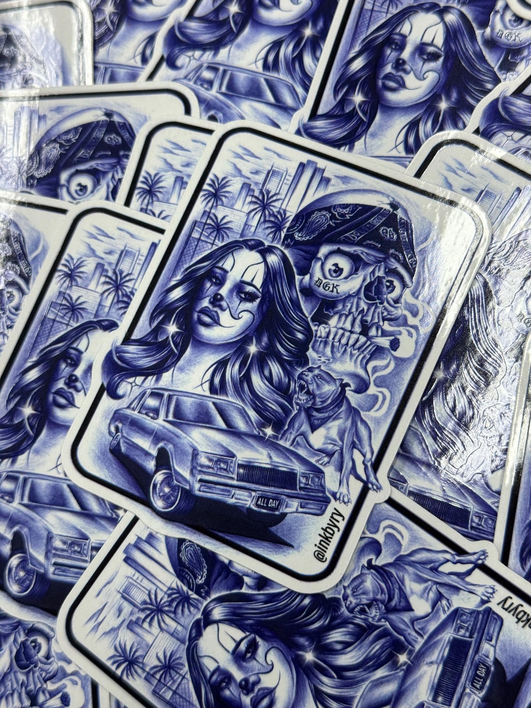 EASTSIDE Sticker - Blue Pen Tattoo Lowrider Chicano Style - DGK ...