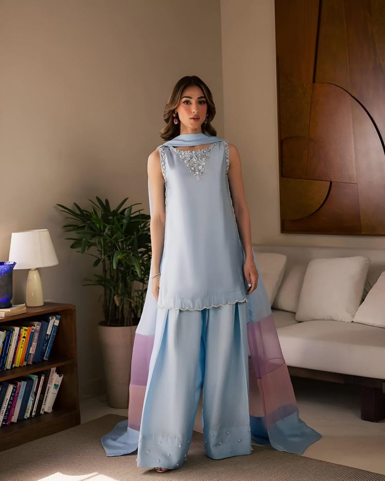 Designer Farshi Salwar Kameez Suit Pakistani Indian Dress Patiala Silk ...
