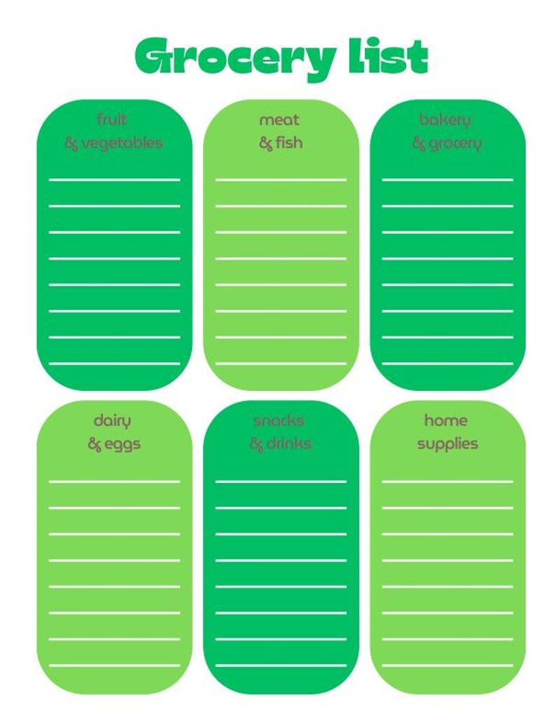Simple & Smart Grocery List Template (printable PDF) - Etsy