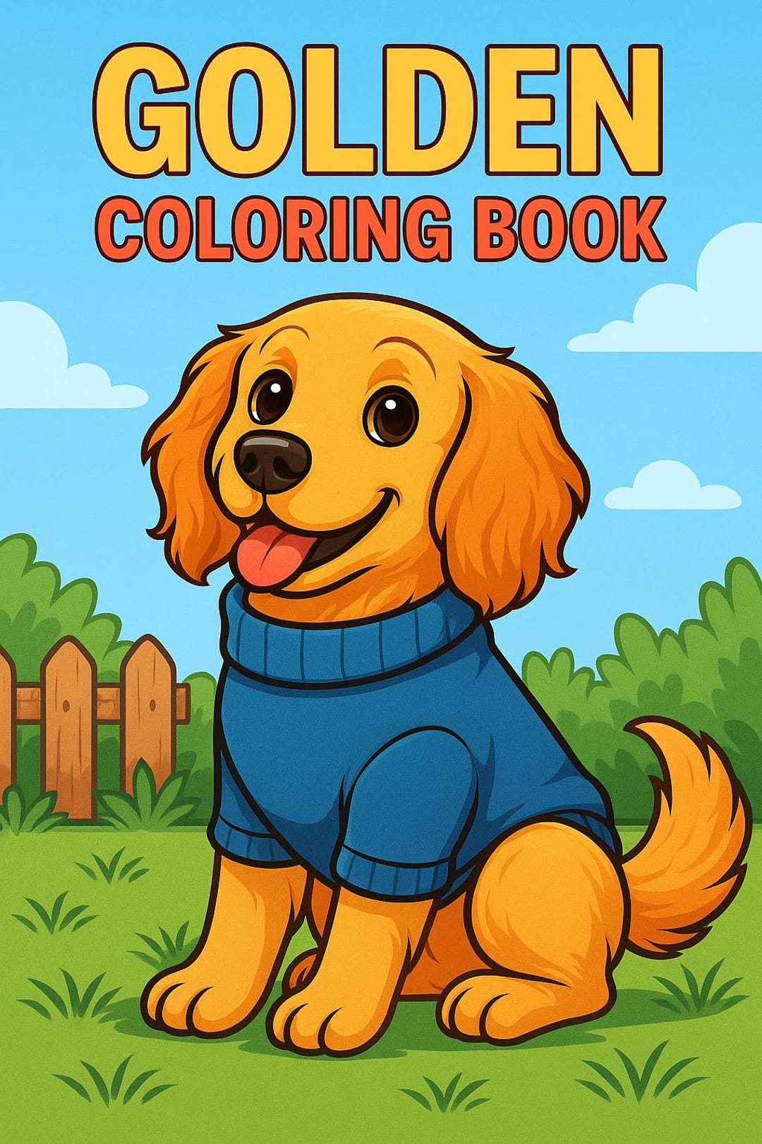 Golden Retriever Coloring Pages – Cute Dog Printable Book for Kids ...