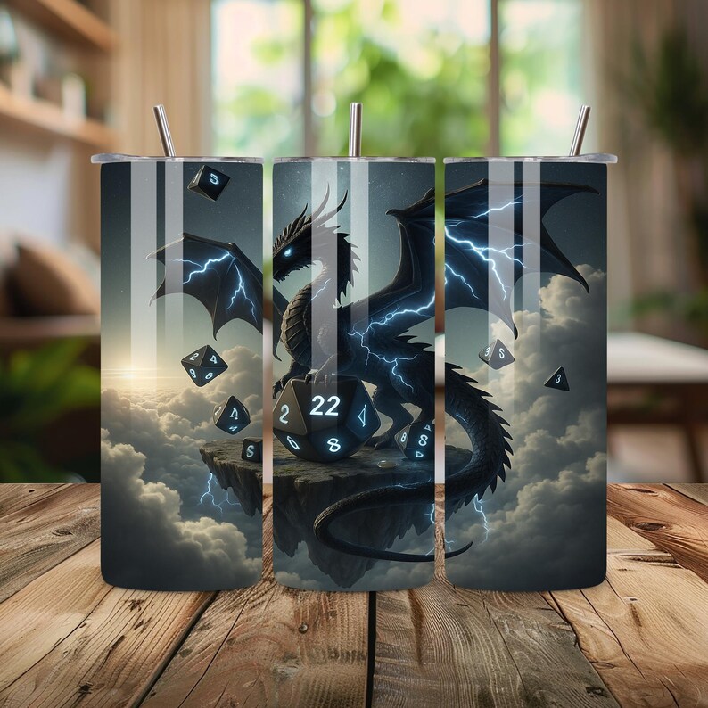 Dnd Dragon Hoard Tumbler Wrap PNG | 3D Dice & Gold for RPG Fans | 20oz ...