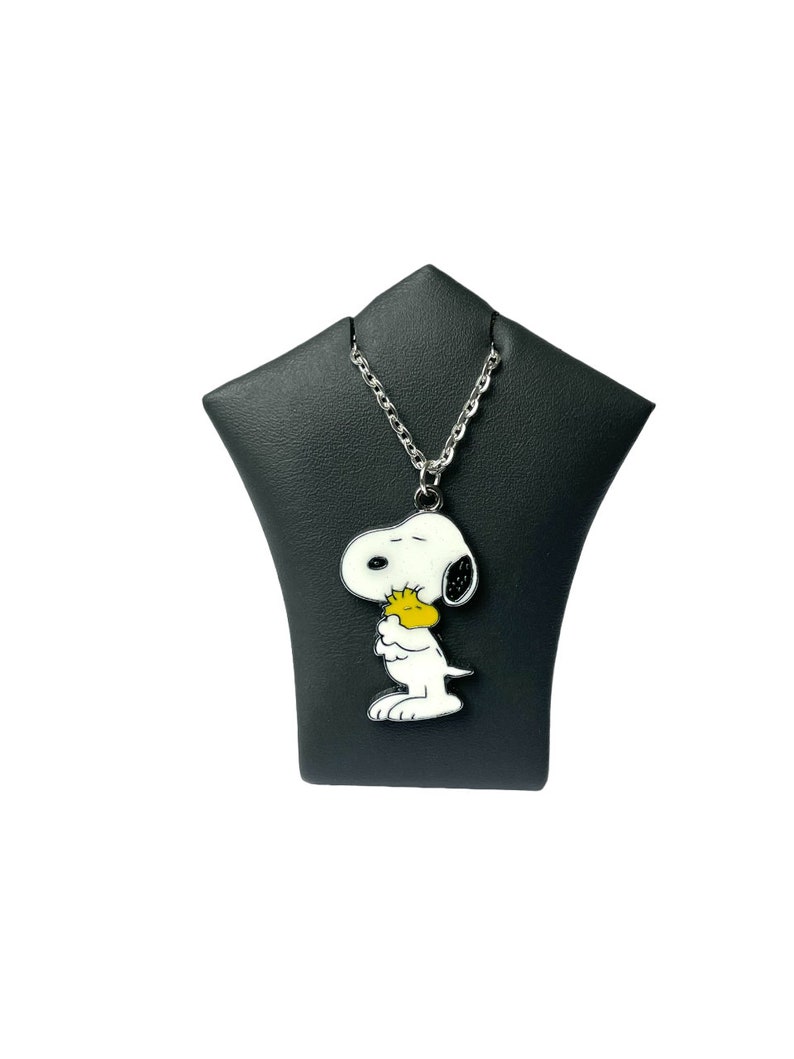 Cartoon Snoopy & Tiny Woodstock Necklace Enamel Pendant Charm Silver ...