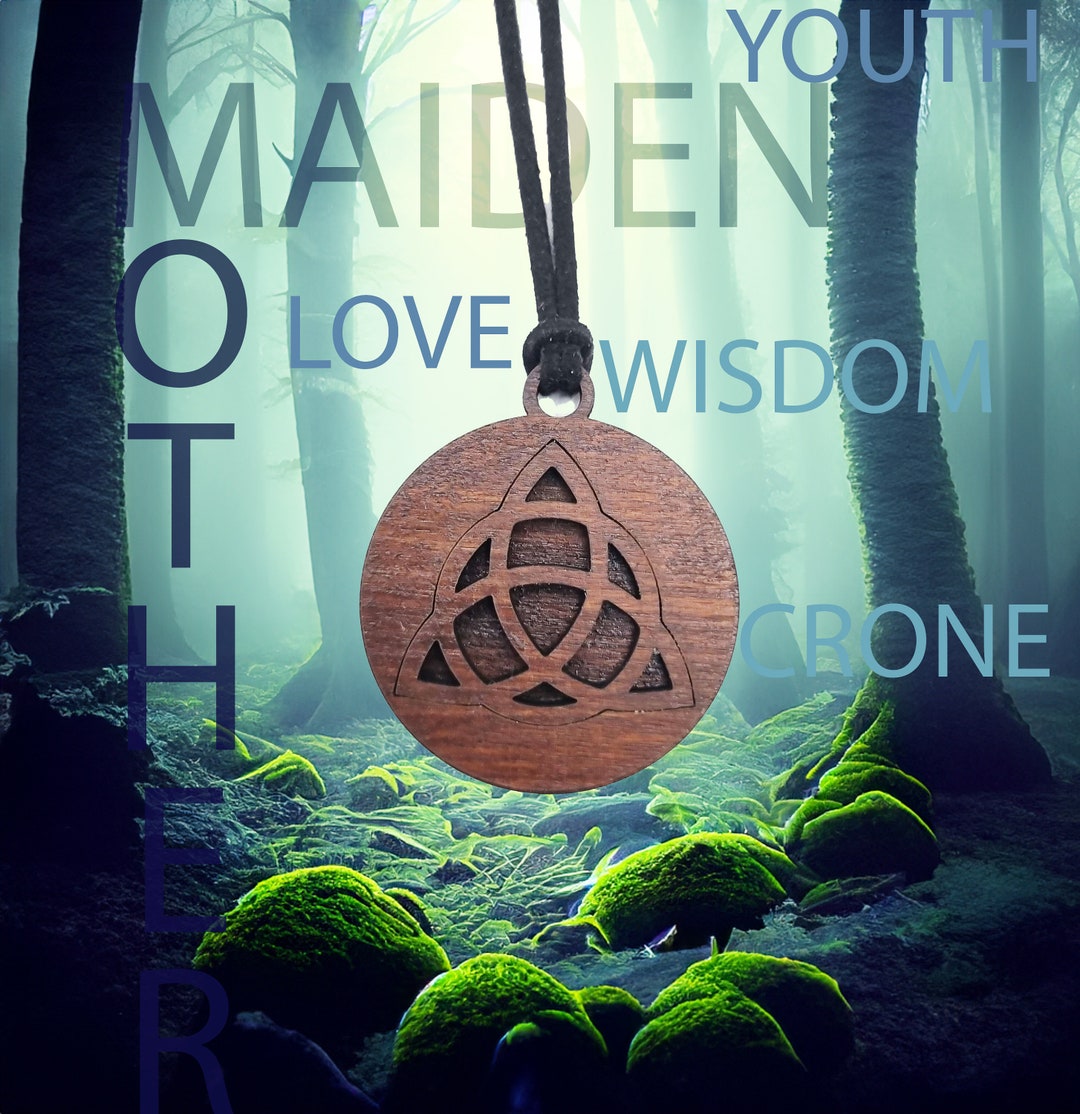 Triquetra Wooden Wiccan Amulet 3D Pendant Necklace - Etsy