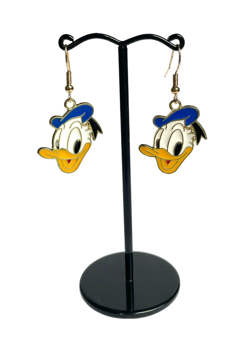 Cute Cartoon Donald Duck Gold Plated Hypoallergenic Dangle Drop Enamel ...
