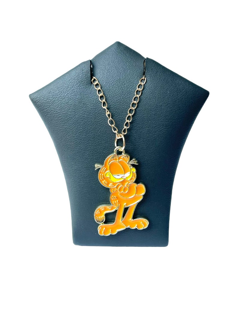 Cartoon Cat Garfield and Dog Odie Necklace - Enamel Pendant Charm Light ...