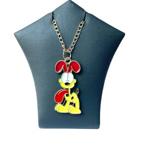 Cartoon Cat Garfield and Dog Odie Necklace - Enamel Pendant Charm Light ...