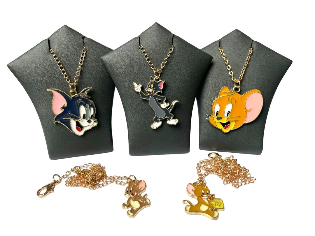 Tom & Jerry Inspired Cute Cartoon Mouse Jerry and Cat Tom Necklace ...
