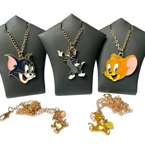Tom & Jerry Inspired Cute Cartoon Mouse Jerry and Cat Tom Necklace ...