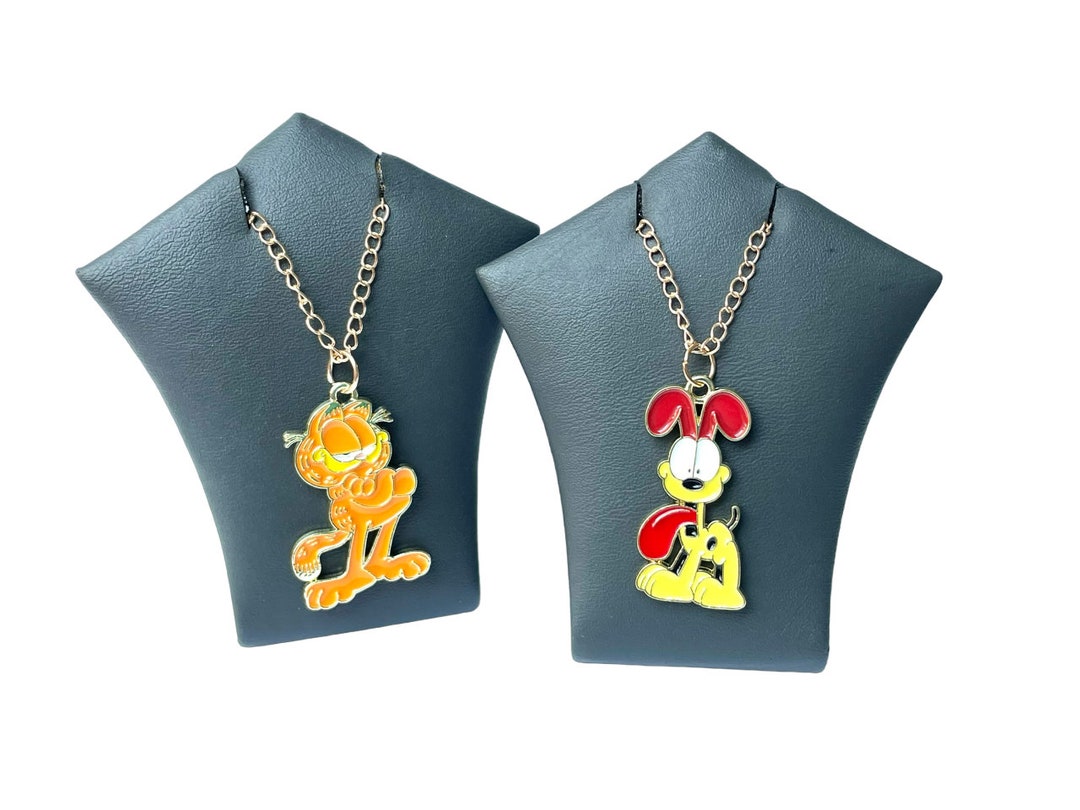 Cartoon Cat Garfield and Dog Odie Necklace - Enamel Pendant Charm Light ...
