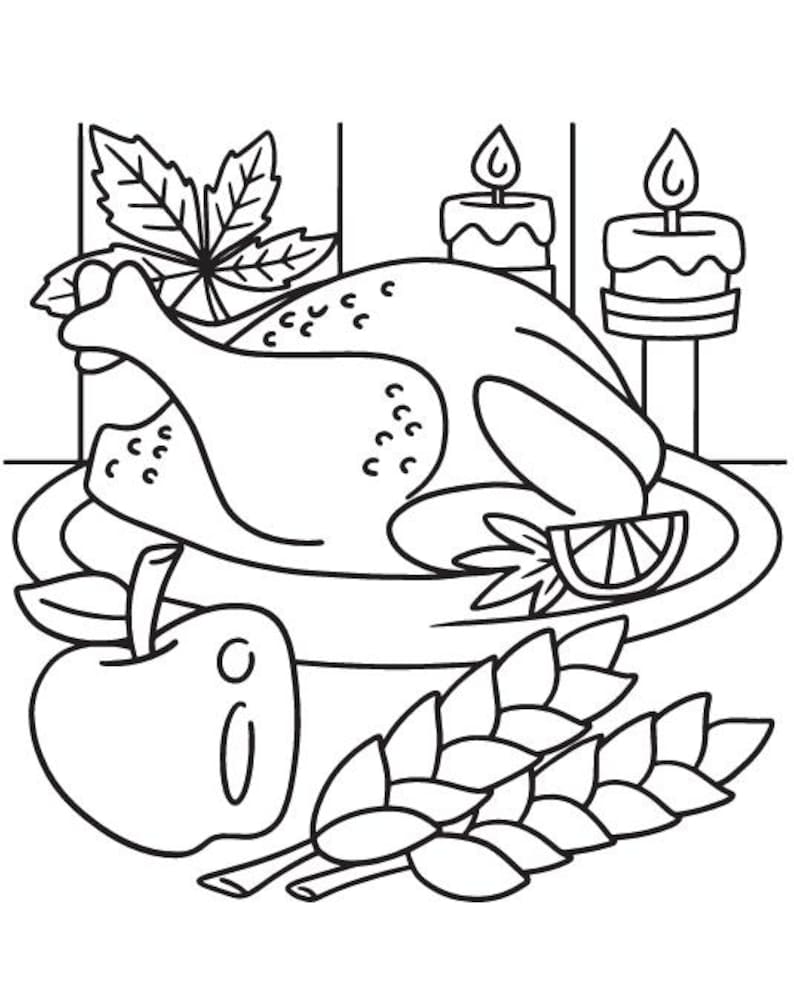 24 Thanksgiving Themed Coloring Pages - Etsy