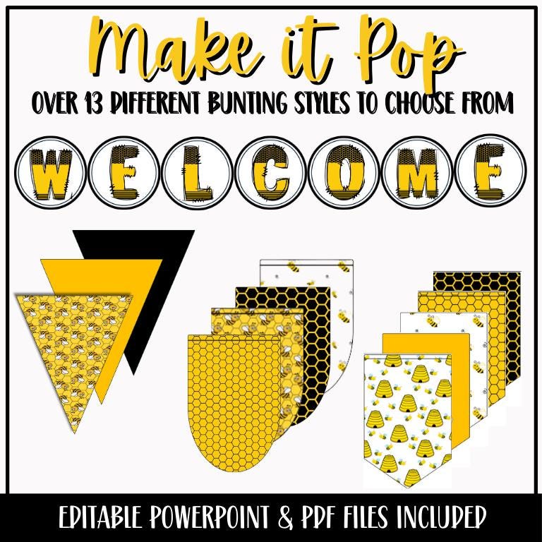 Bee Classroom Decor Bulletin Board Kit | Editable Welcome Door Display ...