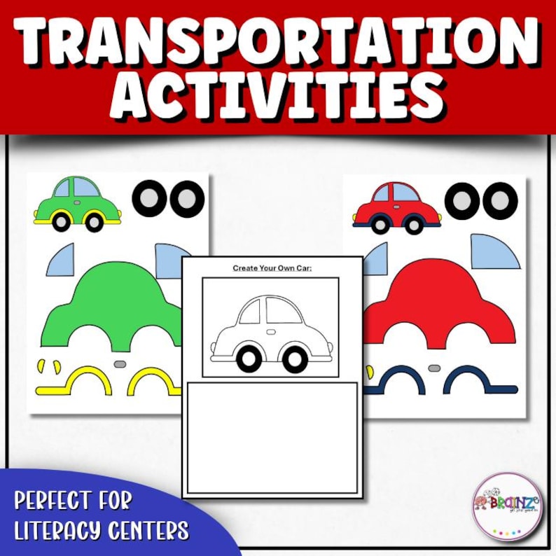 Build a Car Craft Printable, Transportation Cut and Paste Activity ...