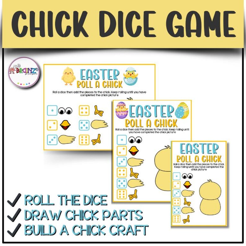 Roll a Chick Easter Dice Game Printable | Spring Chick Craft & Writing ...