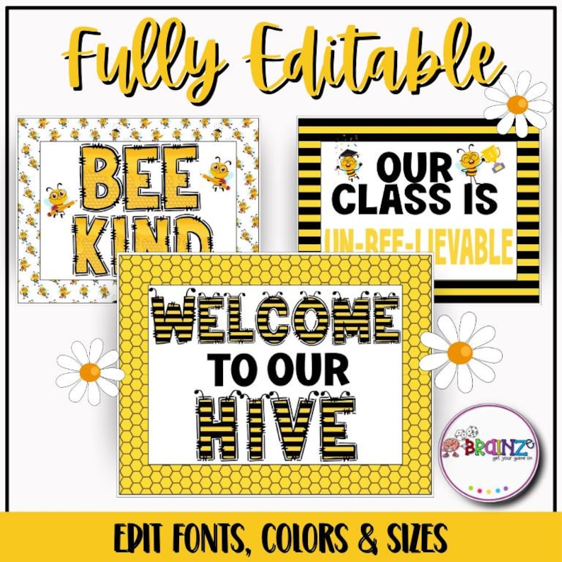 Bee Bulletin Board Digital Download, Editable PDF, Classroom Decor, Bee ...