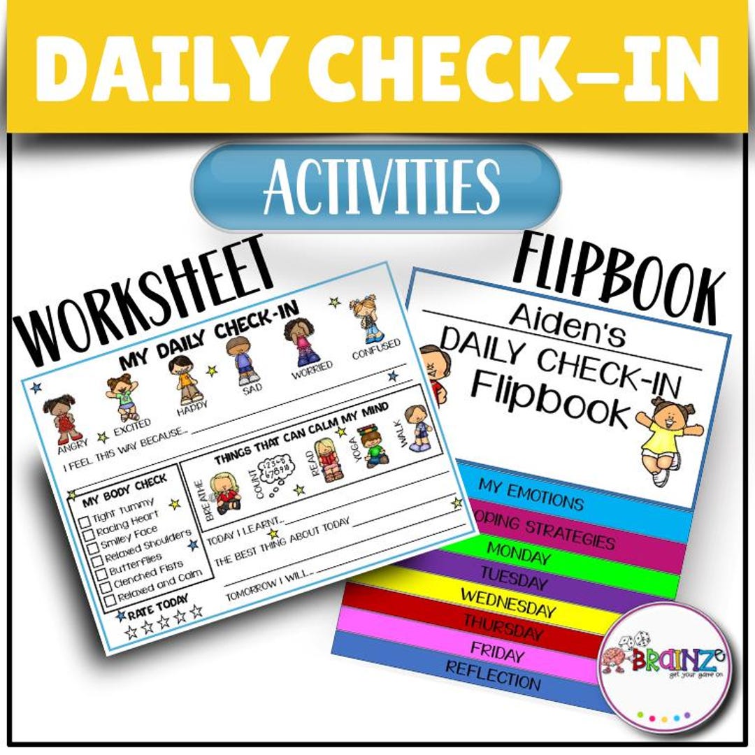 Daily Emotions Check-in Worksheets and Flipbook for Kids, SEL ...