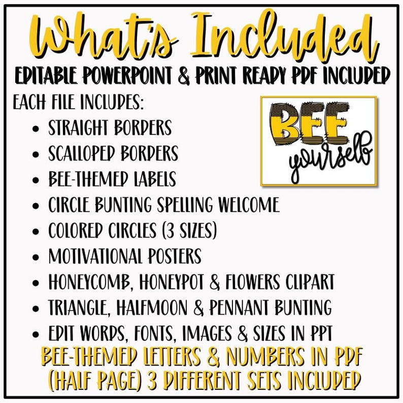 Bee Bulletin Board Digital Download, Editable Powerpoint Classroom ...