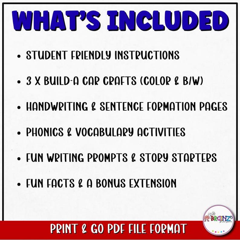 Build a Car Craft Printable, Transportation Cut and Paste Activity ...