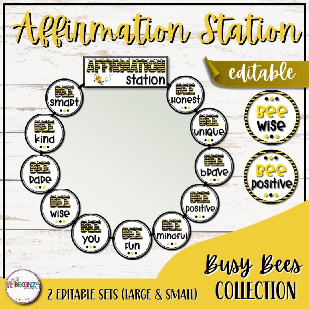 Bee Affirmation Station | Editable Classroom Decor Labels & Positive ...