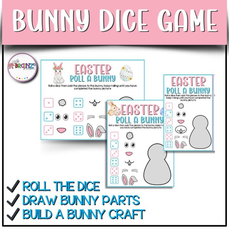 Roll a Bunny Easter Dice Game Printable | Spring Classroom Activity ...