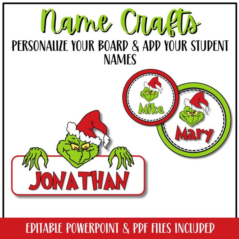 Grinch Classroom Bulletin Board Kit | Christmas Door Decor, Editable ...