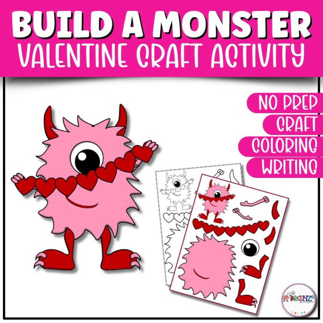 Build a Love Monster Craft | Valentine Writing Activity & Cut and Paste ...