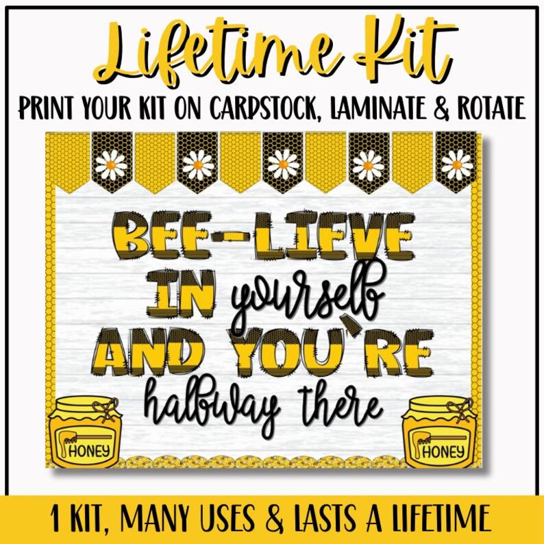 Bee Classroom Decor Bulletin Board Kit | Editable Welcome Door Display ...