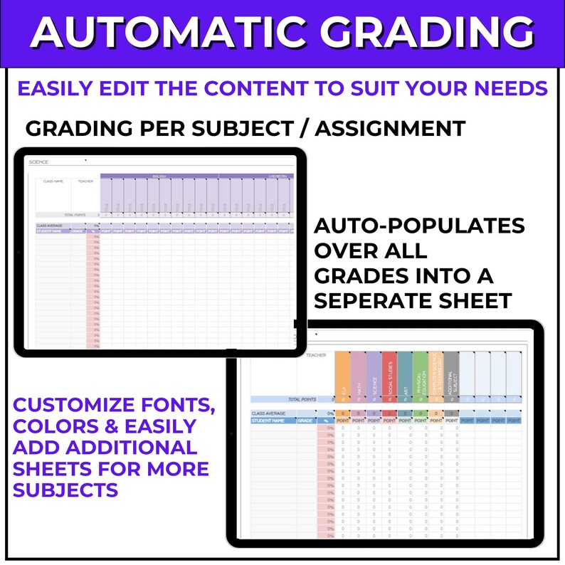 Editable Teacher and Homeschool Planner and Binder Google Sheets | Digital Gradebook, Attendance ...