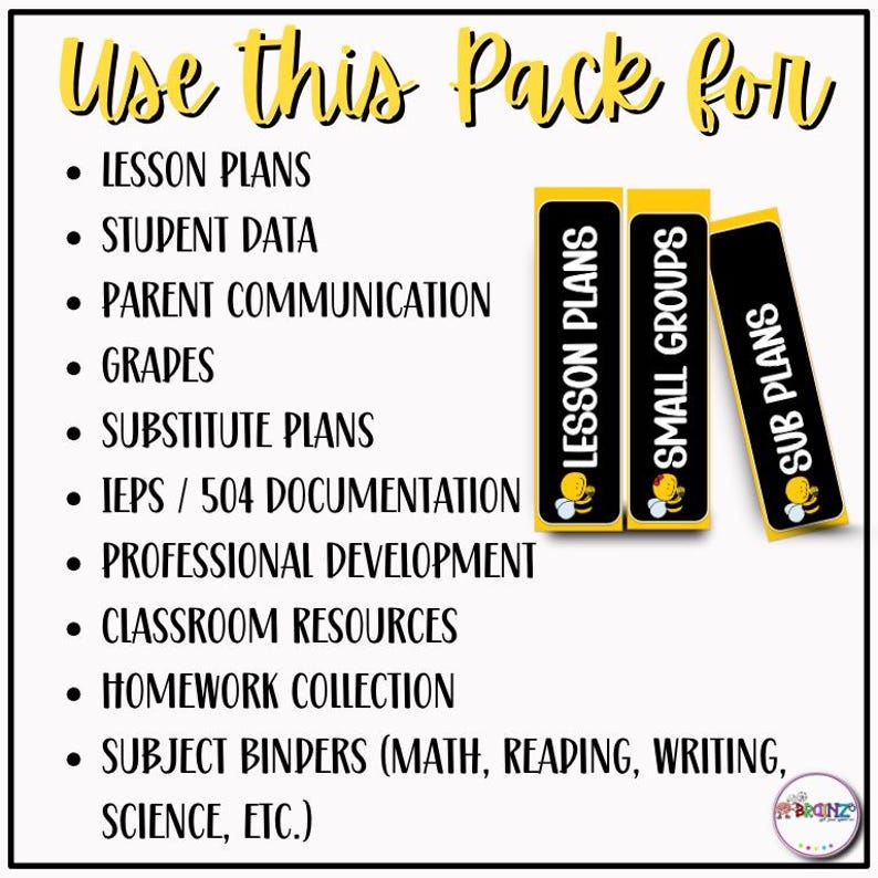 Bee-themed Editable Teacher Binder Covers & Spines | Powerpoint ...