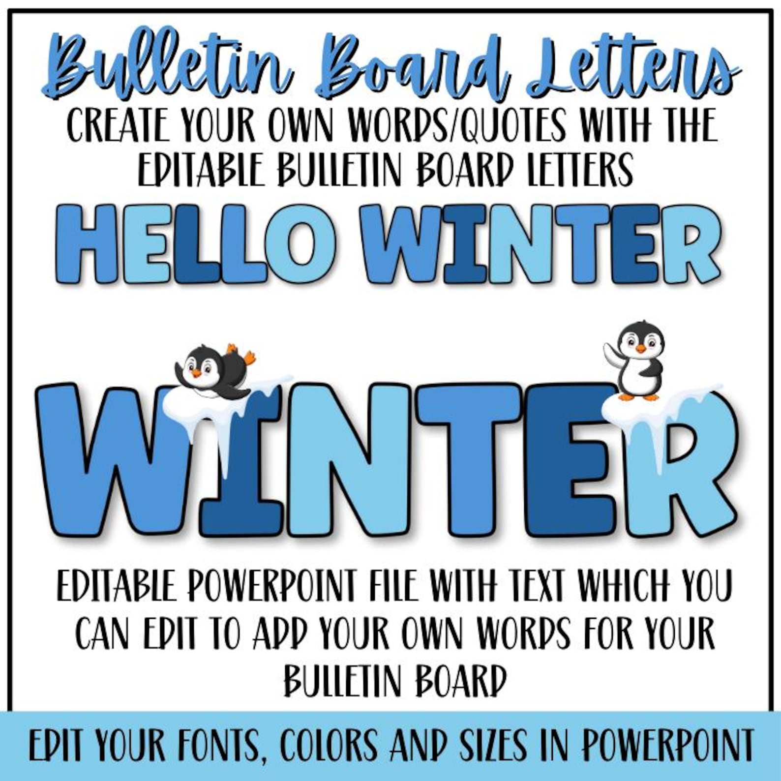 Winter Penguin Bulletin Board Kit | Classroom and Door Decor | Editable ...