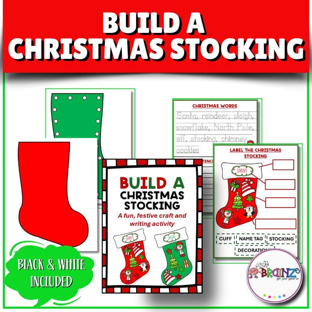 Build a Christmas Stocking Craft | Printable Cut and Paste Activity ...