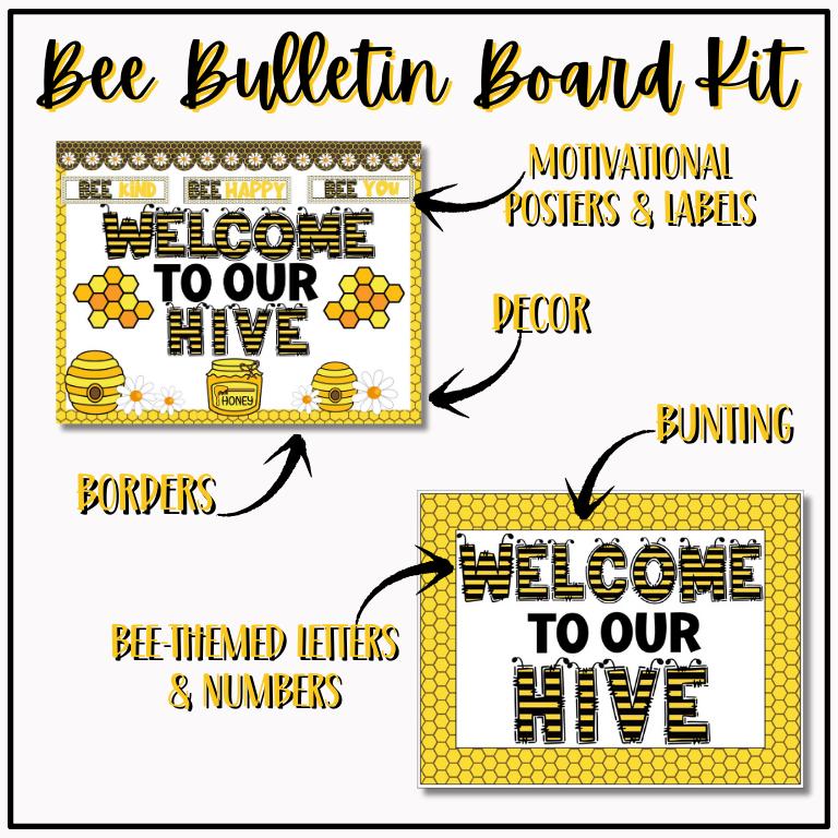 Bee Classroom Decor Bulletin Board Kit | Editable Welcome Door Display ...