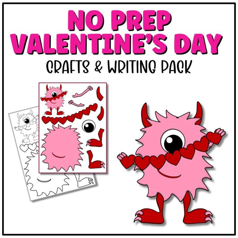Build a Love Monster Craft | Valentine Writing Activity & Cut and Paste ...