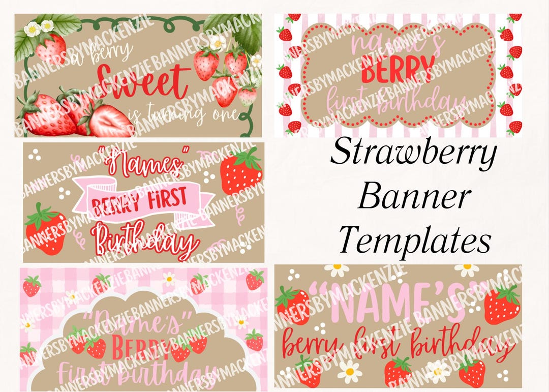 Strawberry Banner Templates - Etsy