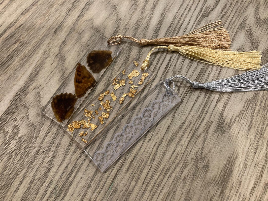 Sold as A Set Resin Bookmarks | Gold Flakes | Authentic Moth Wings ...